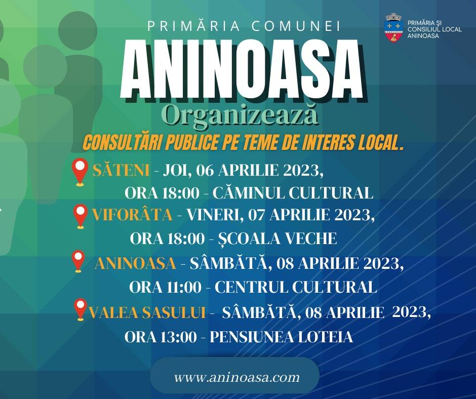 Locuitorii din Aninoasa, invitați la consultări publice, pe teme de ...