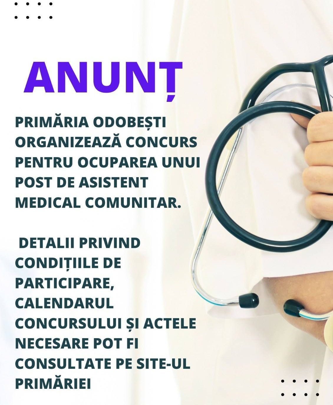 Post de asistent medical comunitar disponibil la Odobești